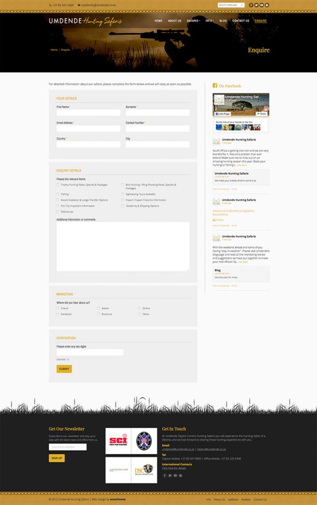 Umdende Safaris Website | wwwOwww